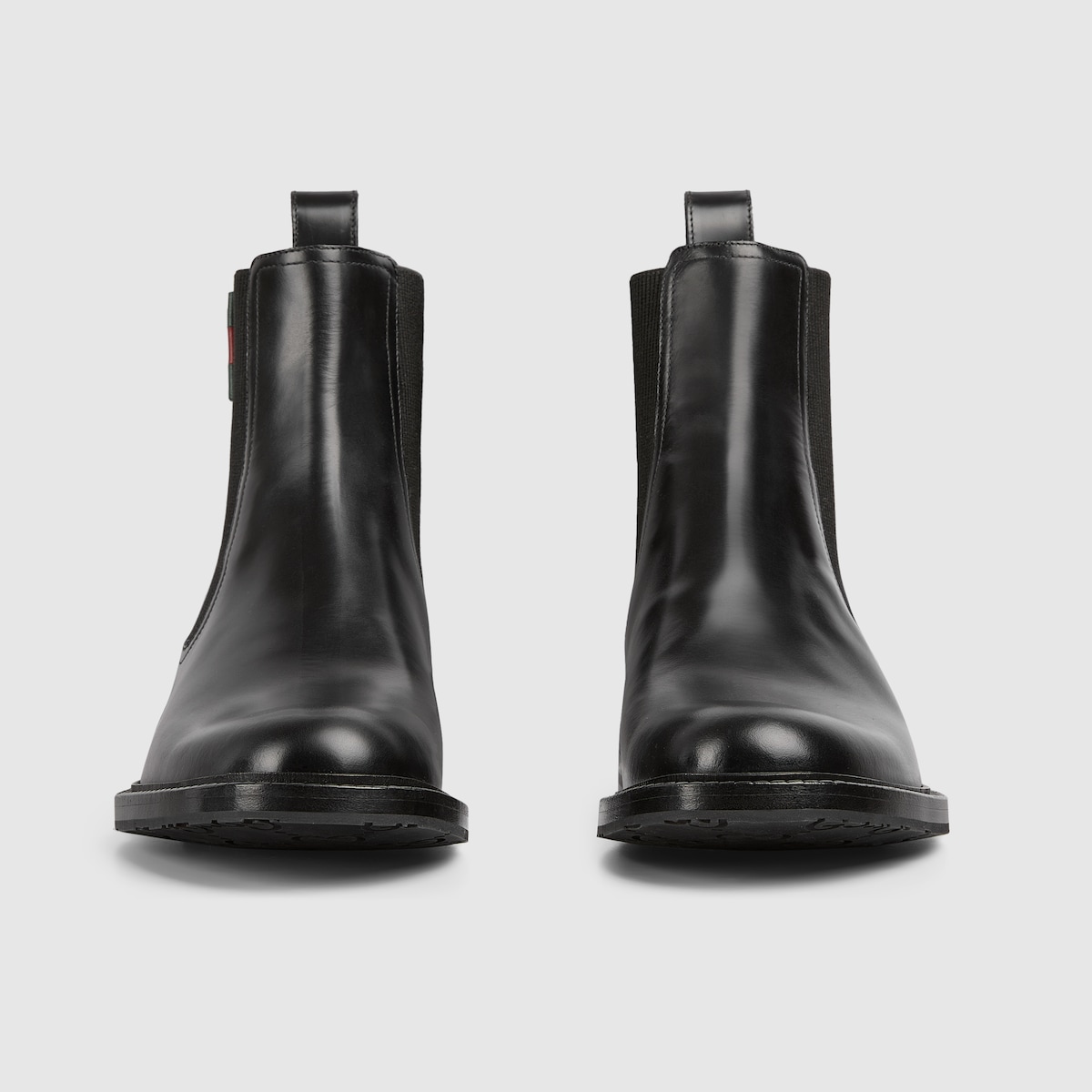 Men's ankle boot with leather Web in black leather | GUCCI® Canada