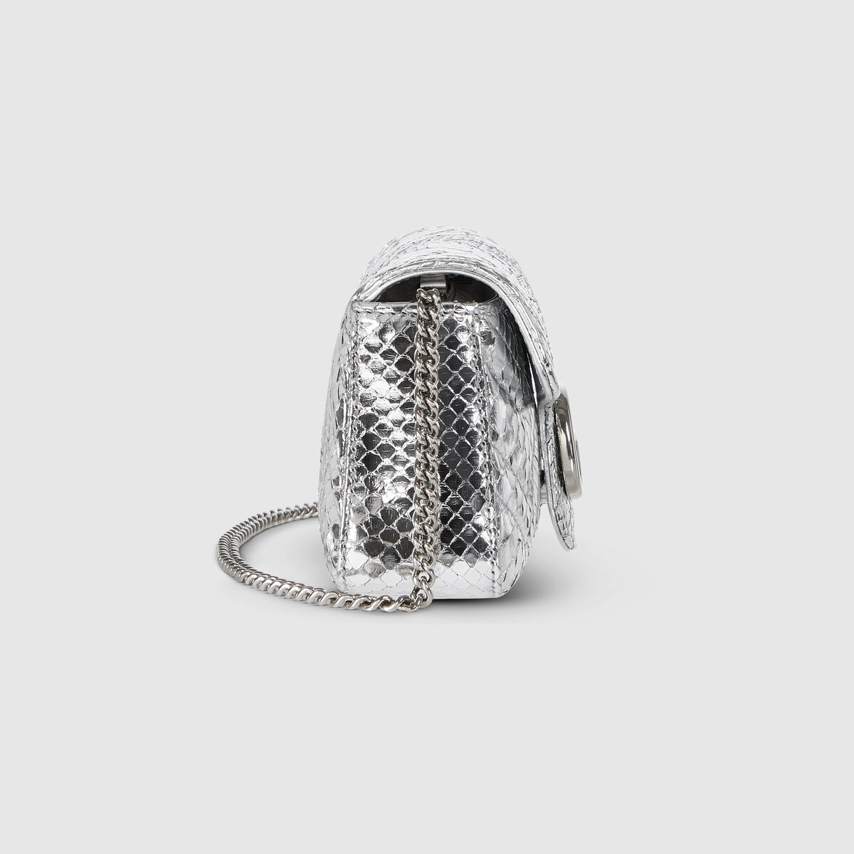 GG Marmont python mini bag in silver | GUCCI® US