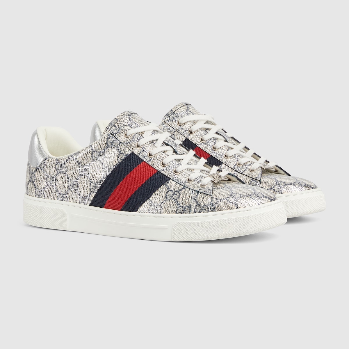 Men's Gucci Ace trainer with Web in beige and blue GG Supreme | GUCCI® 香港