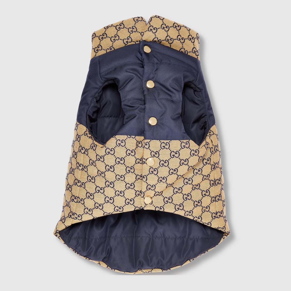 Reversible GG pet coat in beige and blue | GUCCI® US