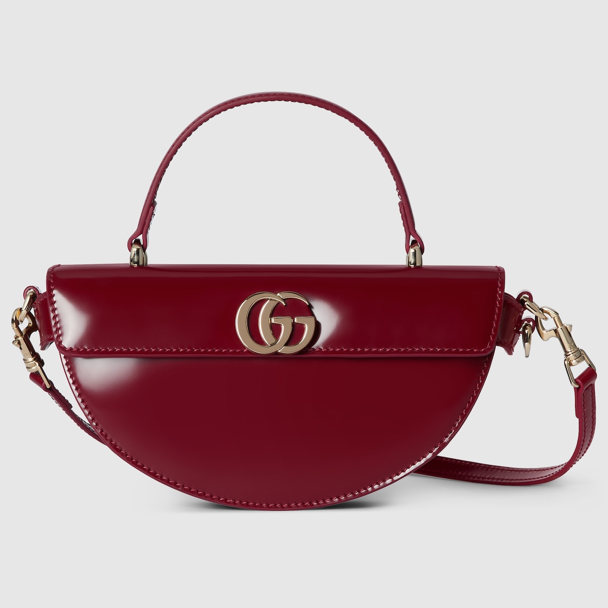 Mini half-moon top handle bag in Rosso Ancora red leather | GUCCI® 香港