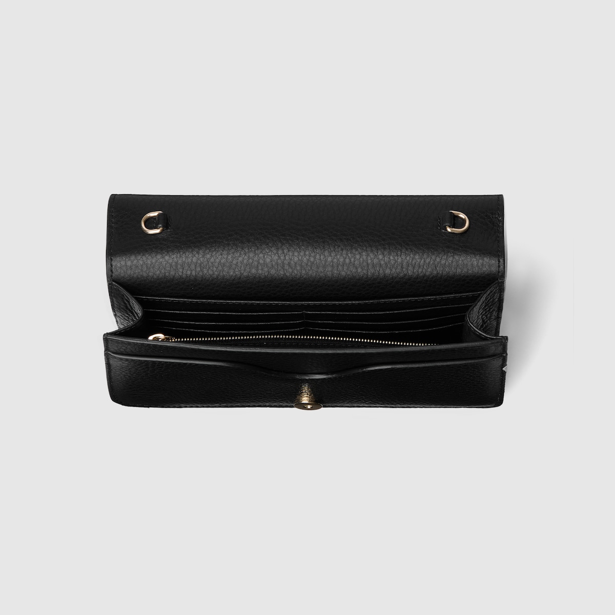 GG Emblem wallet on chain in black leather | GUCCI® US