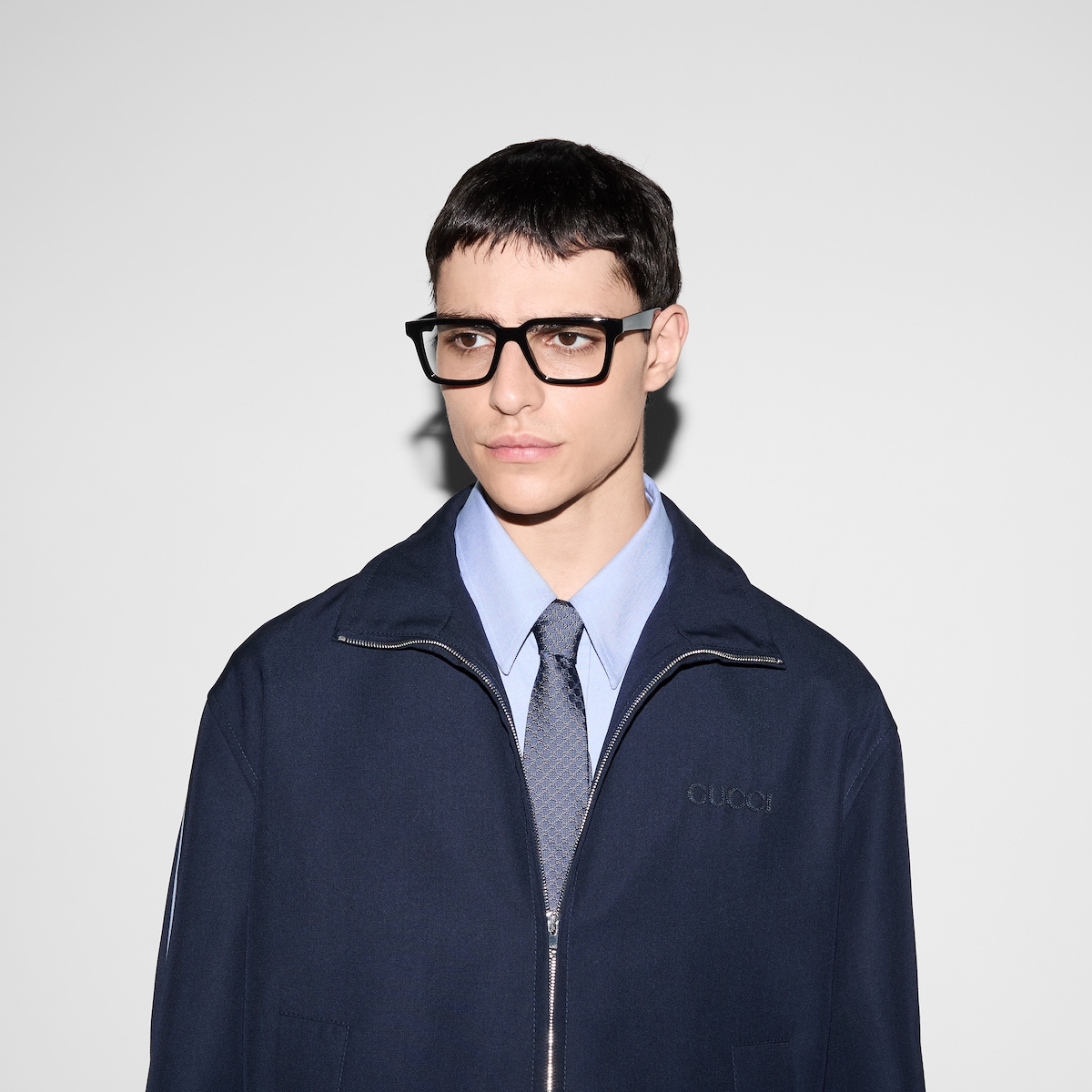 GG silk jacquard tie in dark blue and blue | GUCCI® US