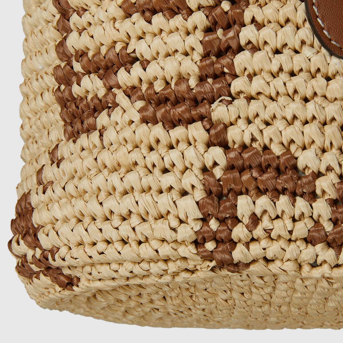 Woven mini bucket bag in natural and brown fabric | GUCCI® US
