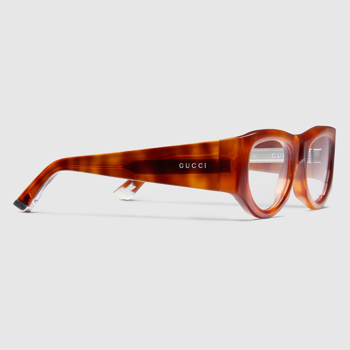 Rectangular-frame sunglasses in brown tortoiseshell | GUCCI® US