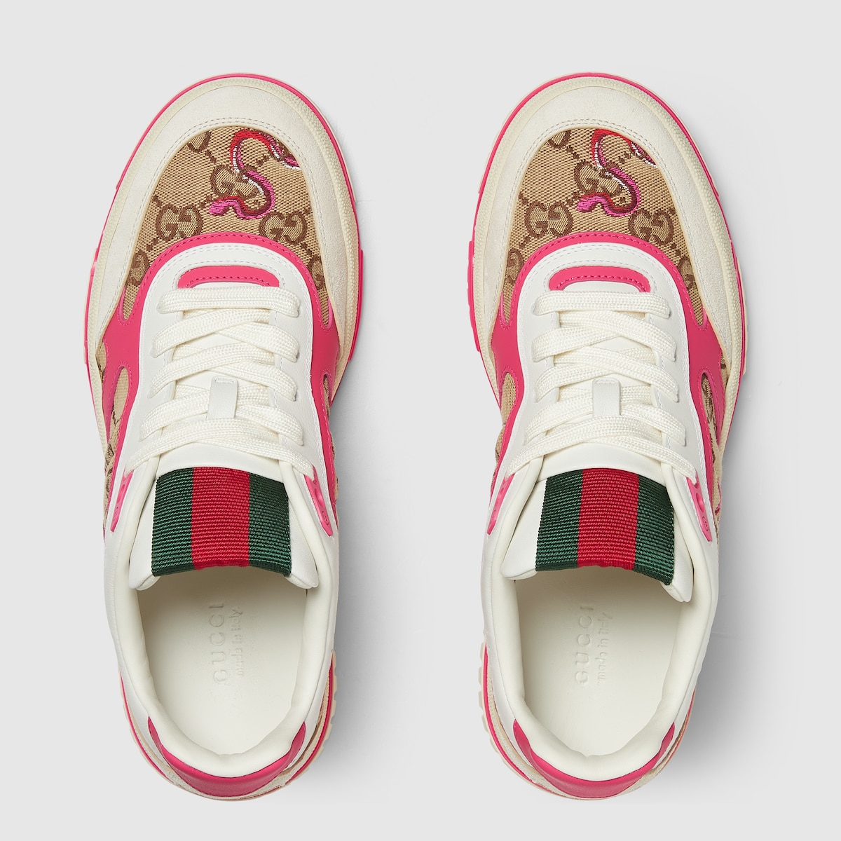 Baskets Gucci Re-Web pour femme en toile GG beige et marron foncé ...