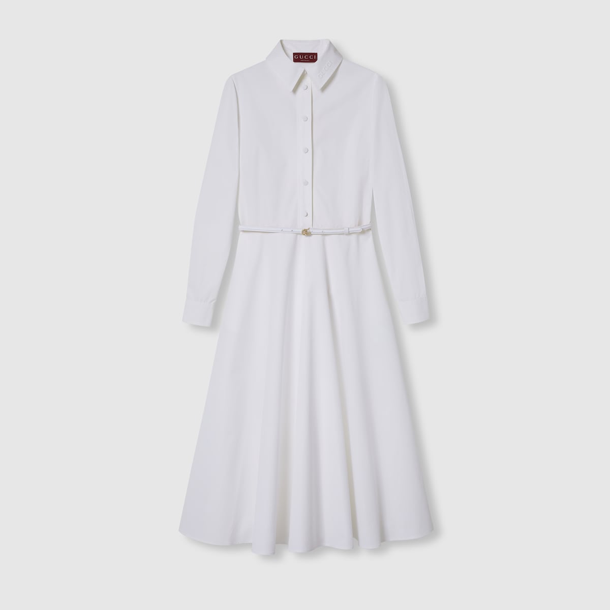 Robe en popeline de coton en blanc | GUCCI® FR
