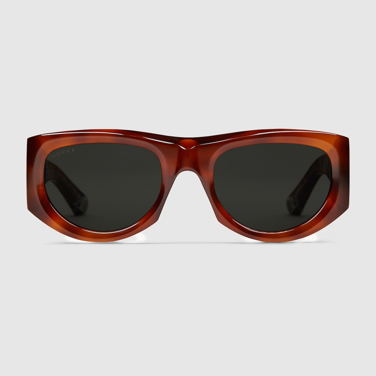 Rectangular-frame sunglasses in brown tortoiseshell | GUCCI® US
