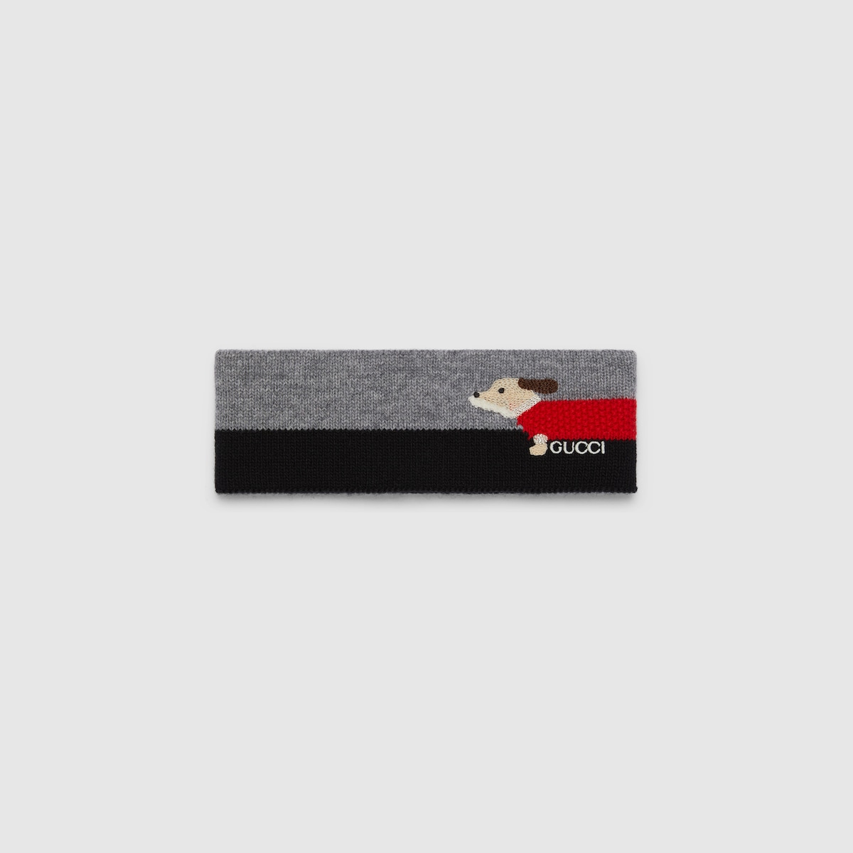 Children's embroidered wool hairband in grey and black | GUCCI® US
