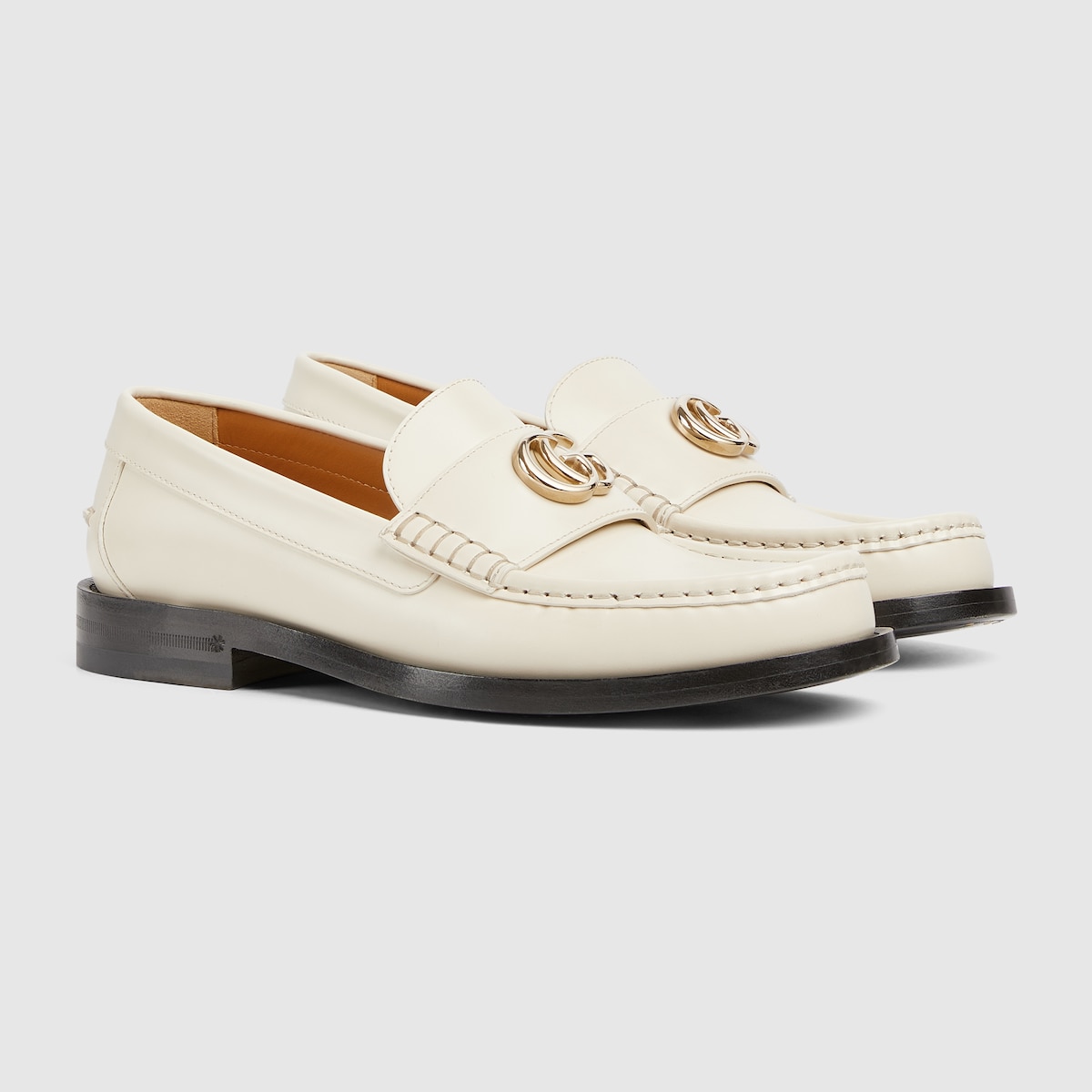 Mocassins Double G pour femme en cuir blanc | GUCCI® Canada