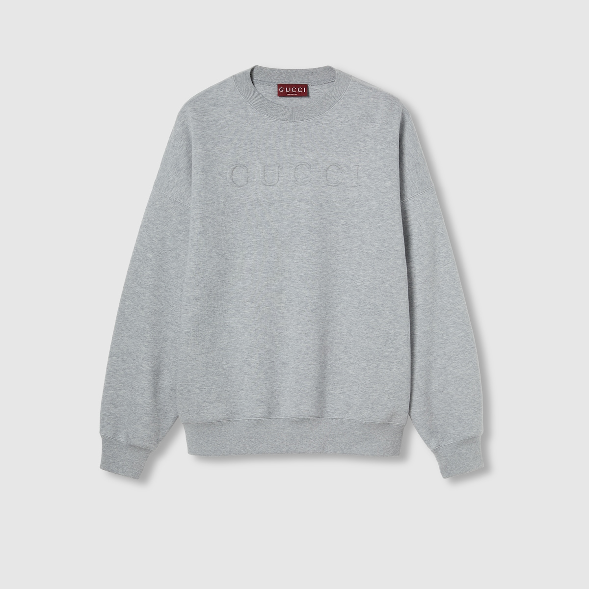 Embossed cotton jersey sweatshirt in grey | GUCCI® ZA