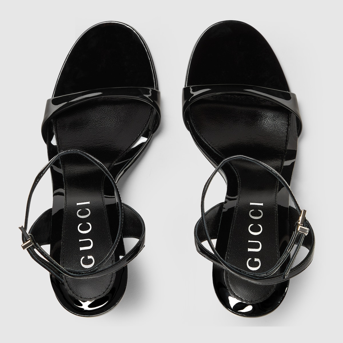 Sandalia con talón descubierto para mujer en piel negra | GUCCI® ES