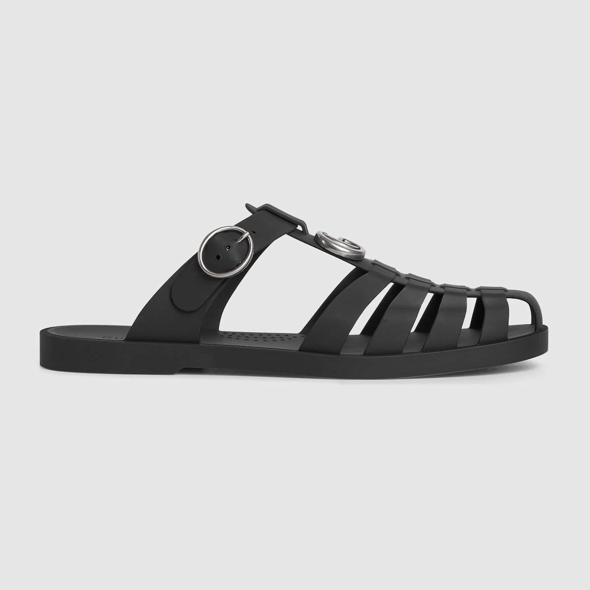 Sandales avec Double G pour homme en caoutchouc noir | GUCCI® FR