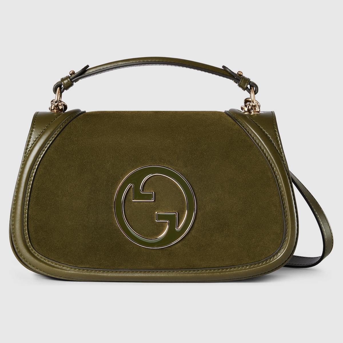 Gucci Blondie medium top handle bag in dark green suede | GUCCI® Australia