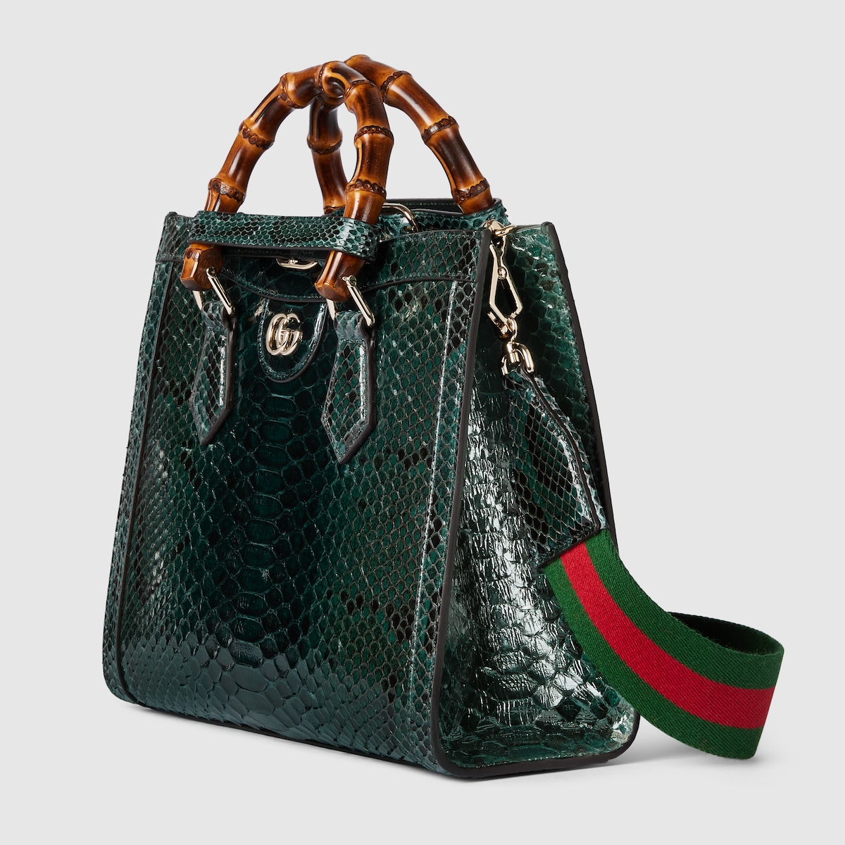 Gucci Diana python medium tote bag in gradient dark green | GUCCI® PT