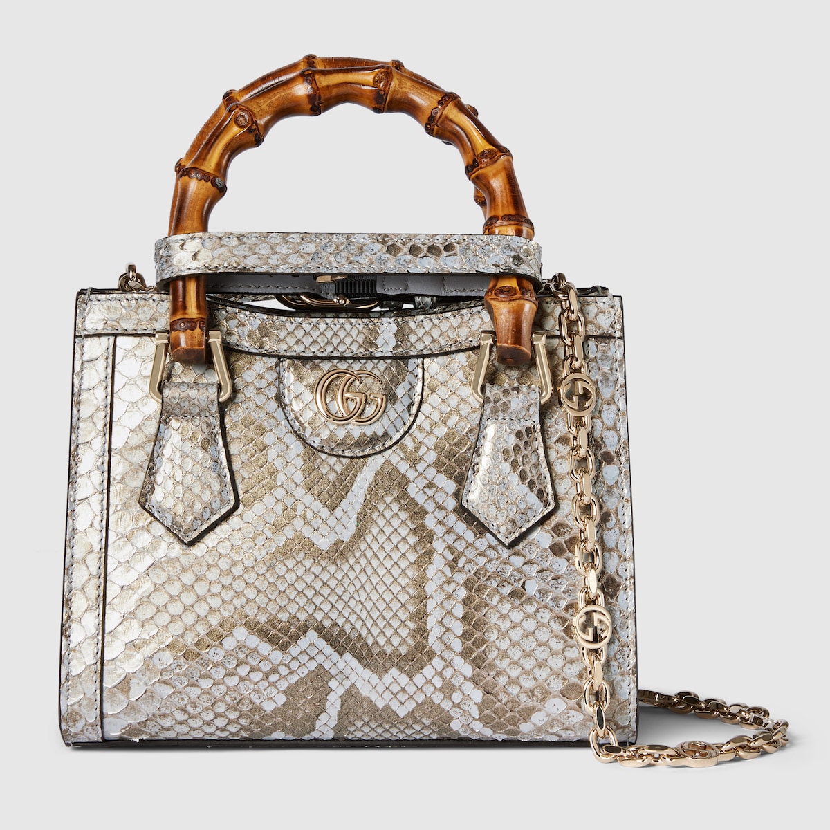 Gucci Diana python small tote bag in grey | GUCCI® CA