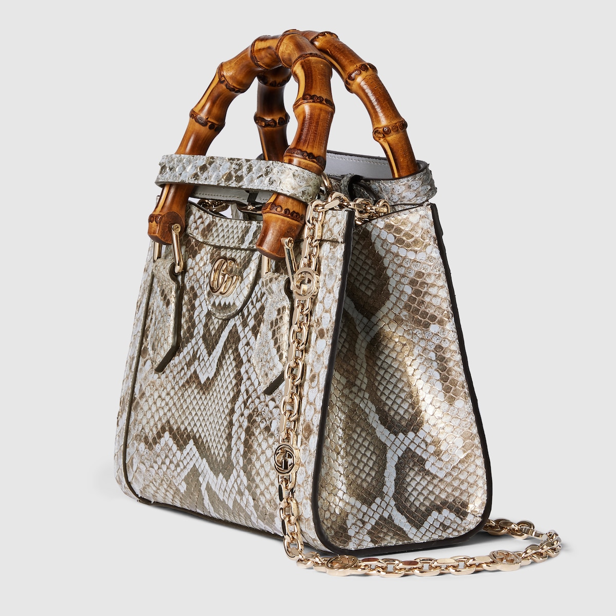 Gucci Diana python small tote bag in grey | GUCCI® CA