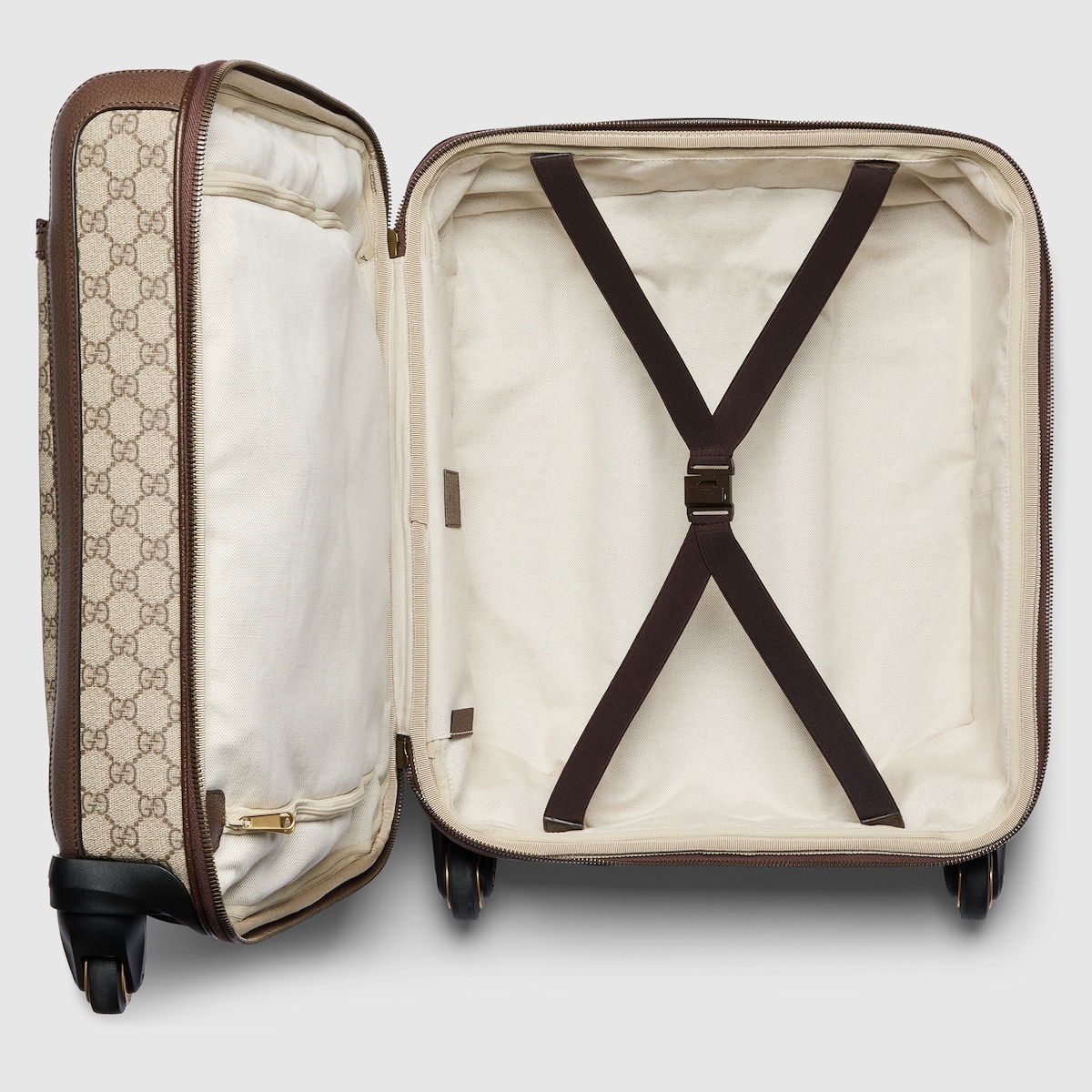 Gucci Savoy small cabin trolley in beige and ebony GG Supreme | GUCCI® US