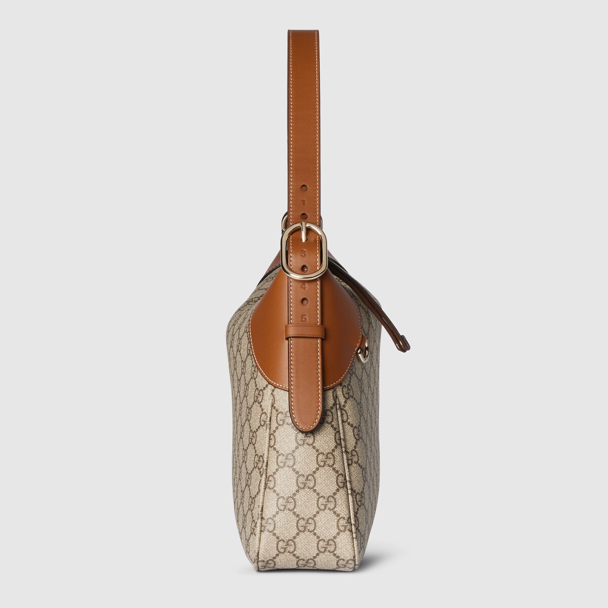 GG Emblem large shoulder bag in beige and dark brown fabric | GUCCI® US