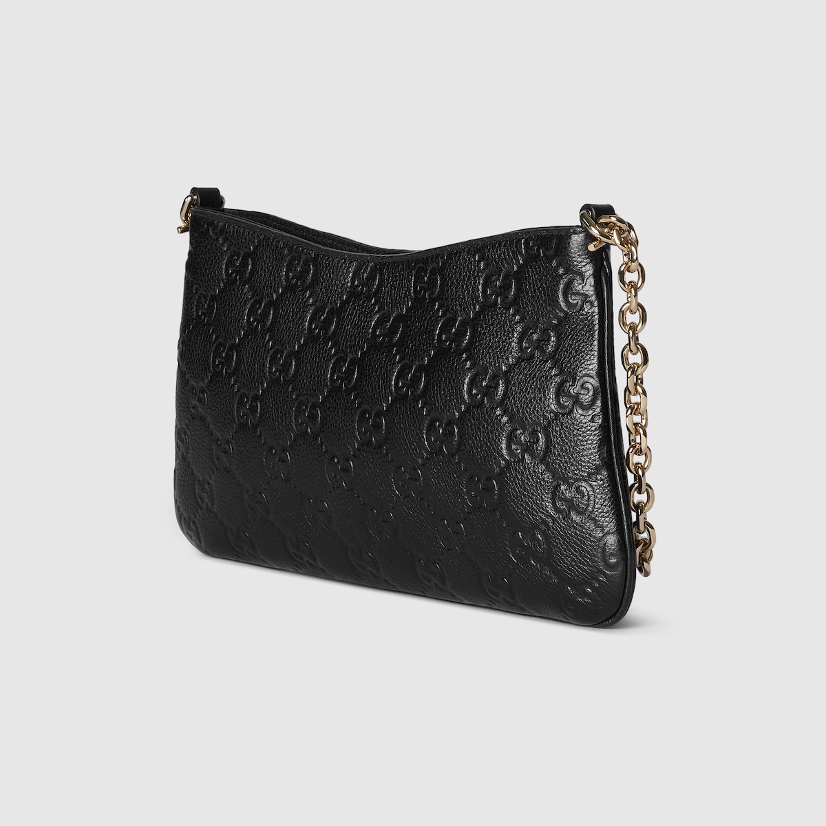 กระเป๋า GG Emblem medium shoulder bag inหนังสีดำ | GUCCI® TH