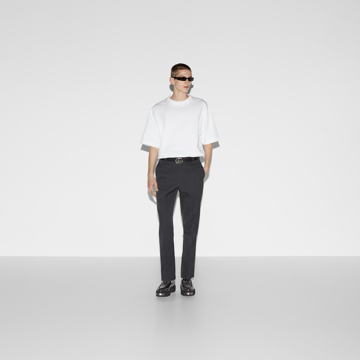 Cotton jersey T-shirt with embroidery in white | GUCCI® US