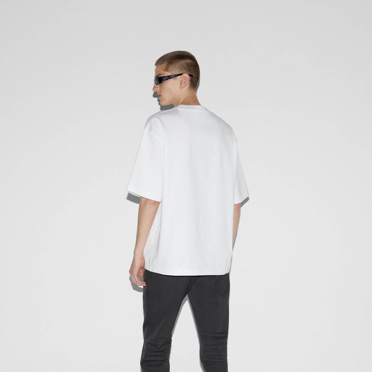 Cotton jersey T-shirt with embroidery in white | GUCCI® US
