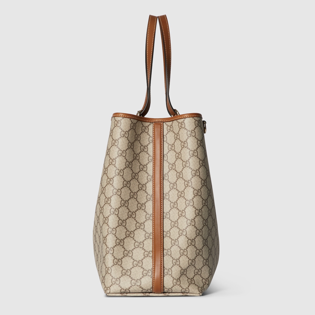 GG Emblem maxi tote bag in beige and dark brown fabric | GUCCI® UK