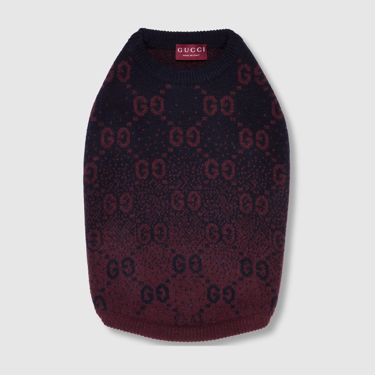 Wool jacquard pet sweater in dark blue and burgundy | GUCCI® US