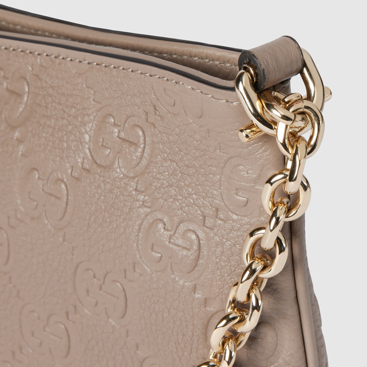 GG Emblem small shoulder bag in taupe leather | GUCCI® Canada