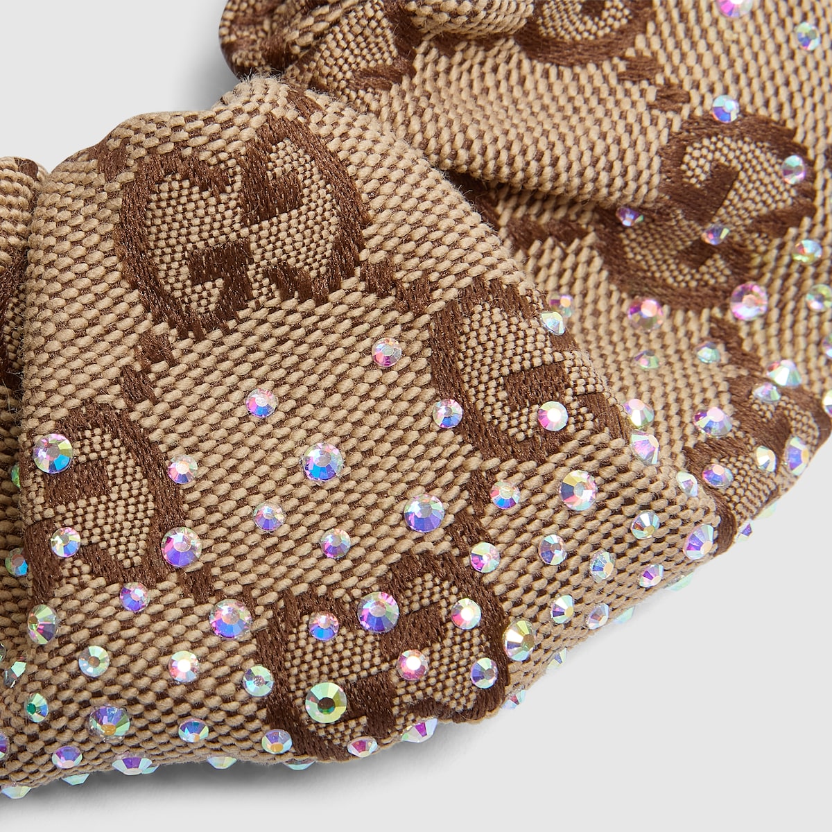 GG canvas scrunchie with crystals in brown and camel | GUCCI® US