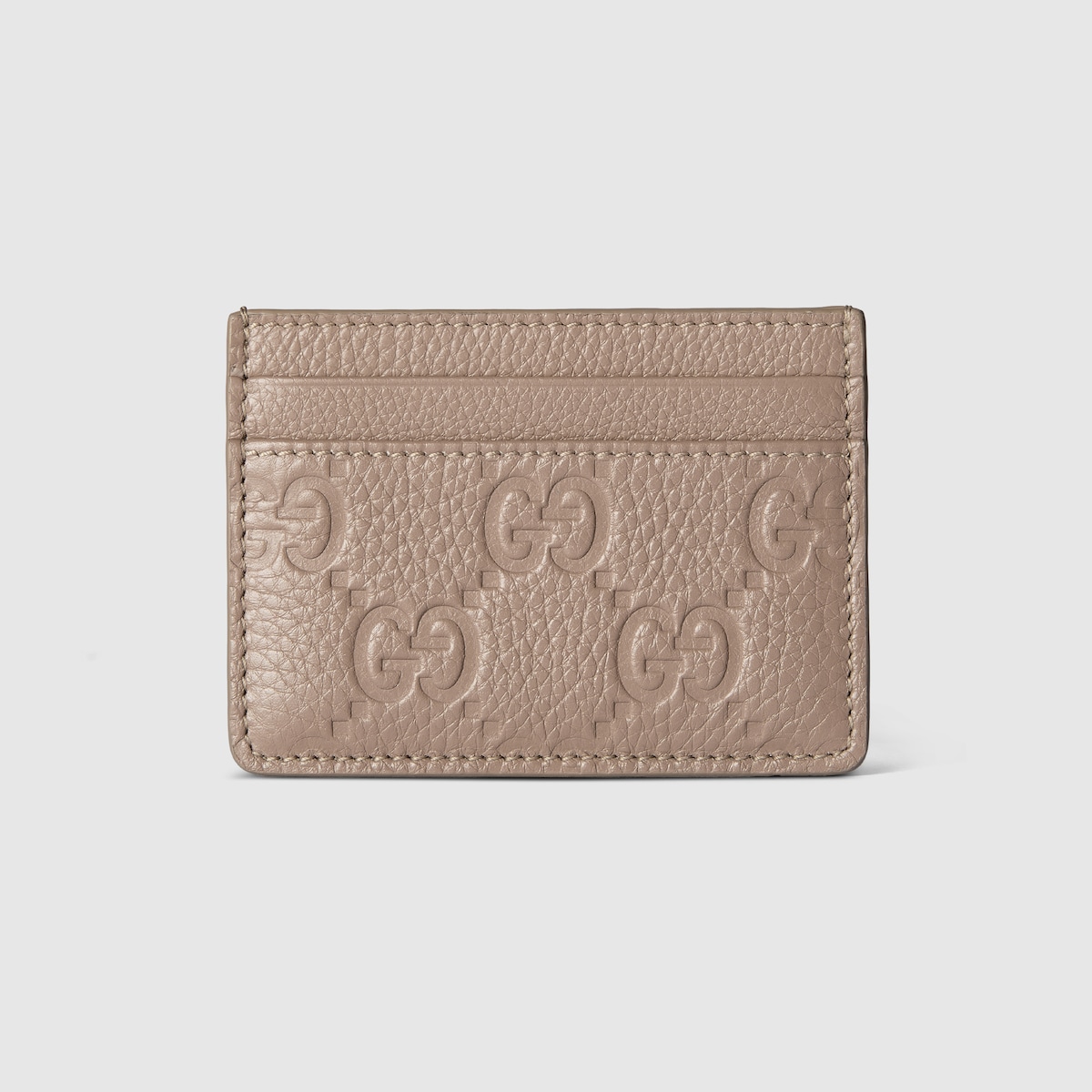 GG Emblem card case in taupe leather | GUCCI® Australia