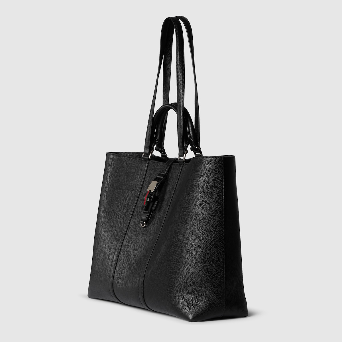 Maxi tote bag with Web in black leather | GUCCI® UK