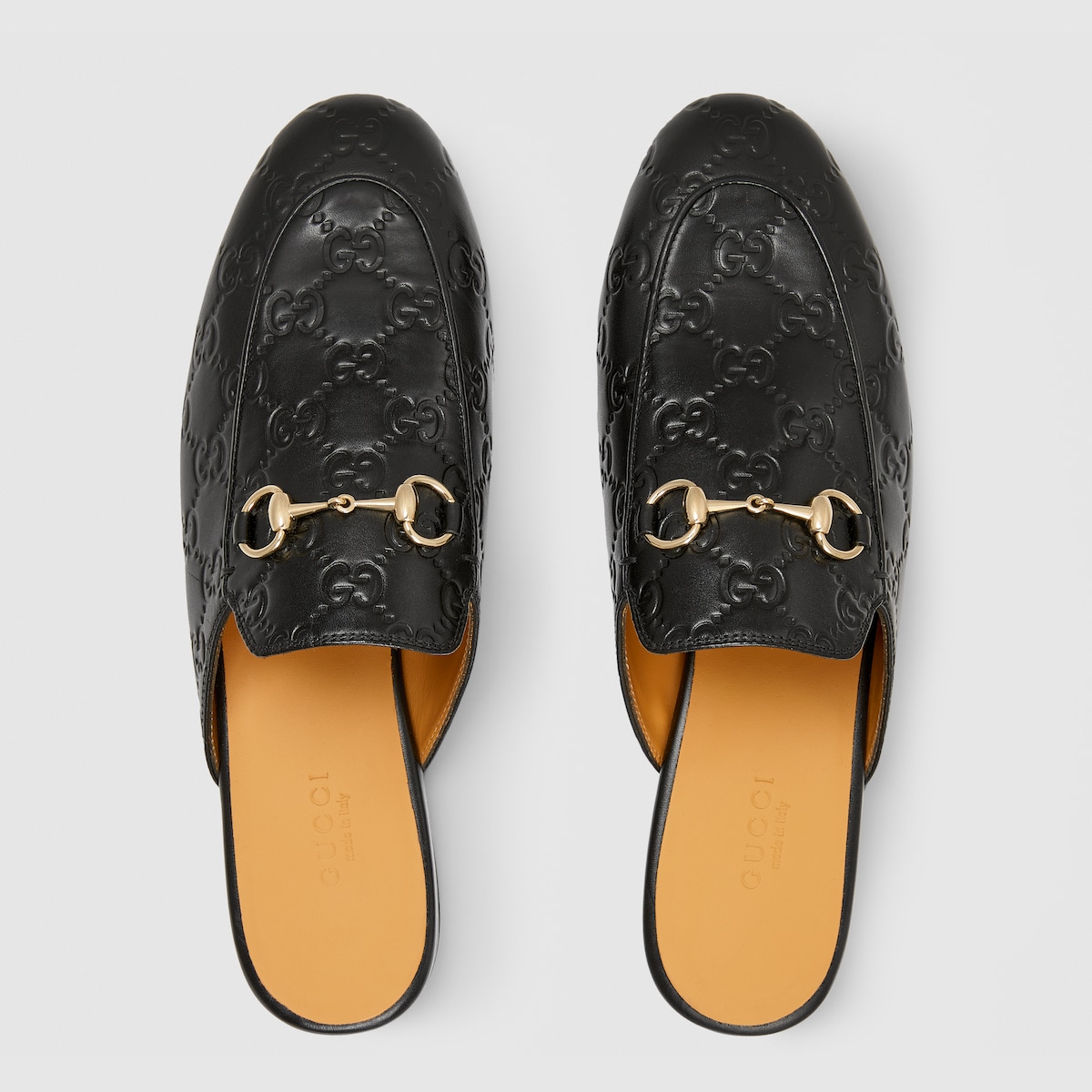Slipper Princetown para mujer en piel con GG en negro | GUCCI® ES