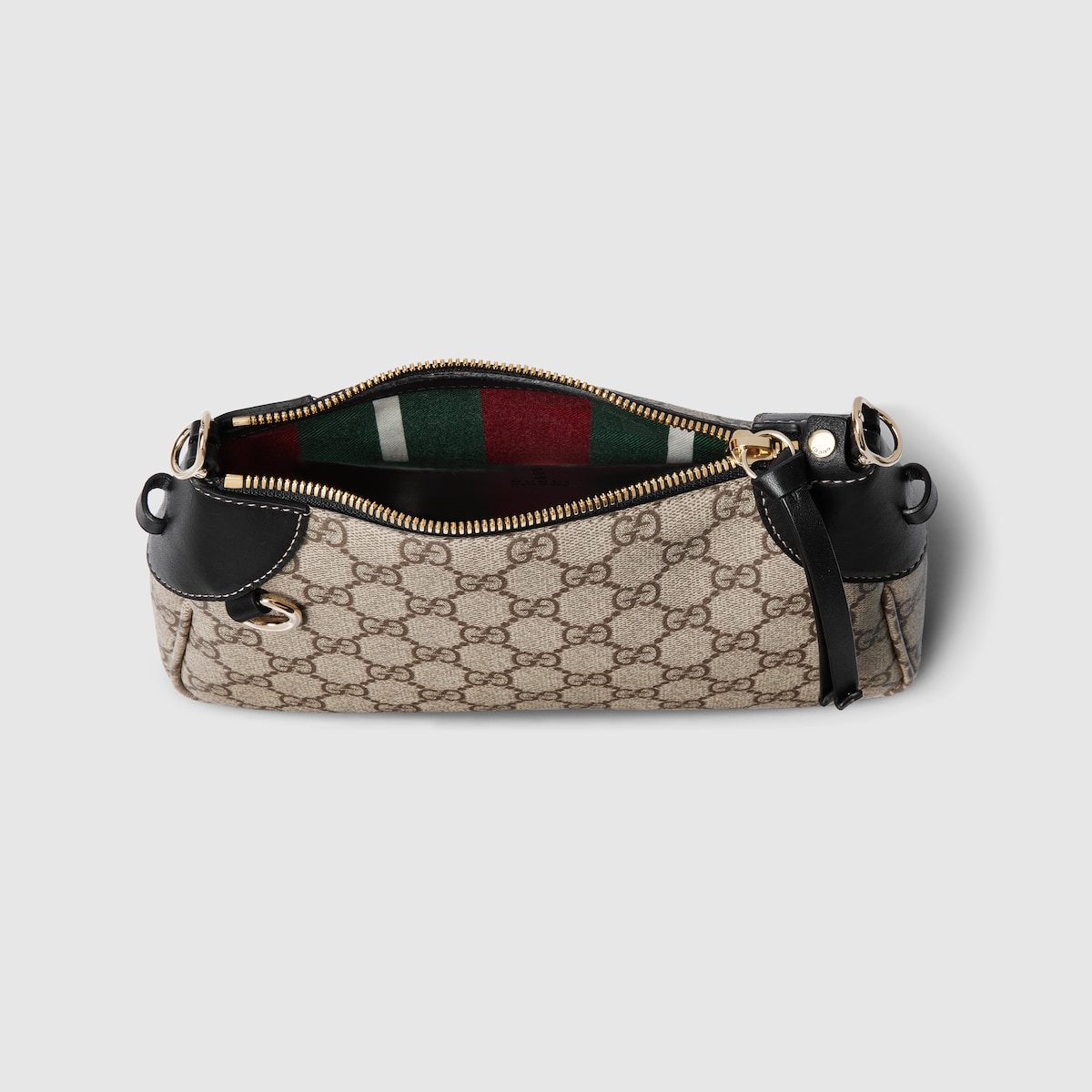 GG Emblem small shoulder bag in beige and dark brown fabric | GUCCI ...