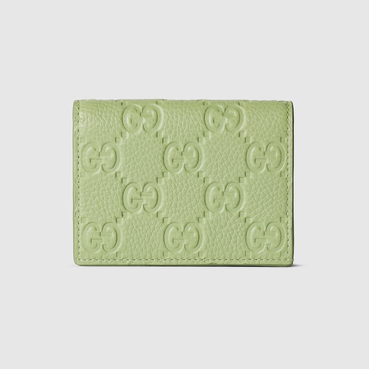 GG Emblem mini wallet in pale green leather | GUCCI® Australia