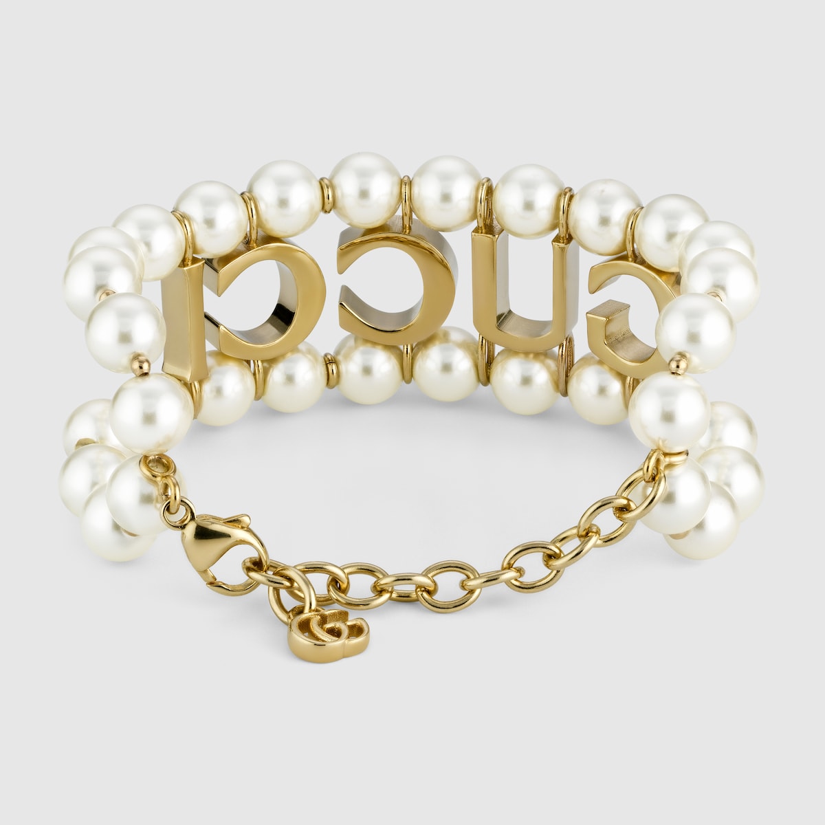 Gucci bracelet with pearls in light gold toned metal GUCCI US