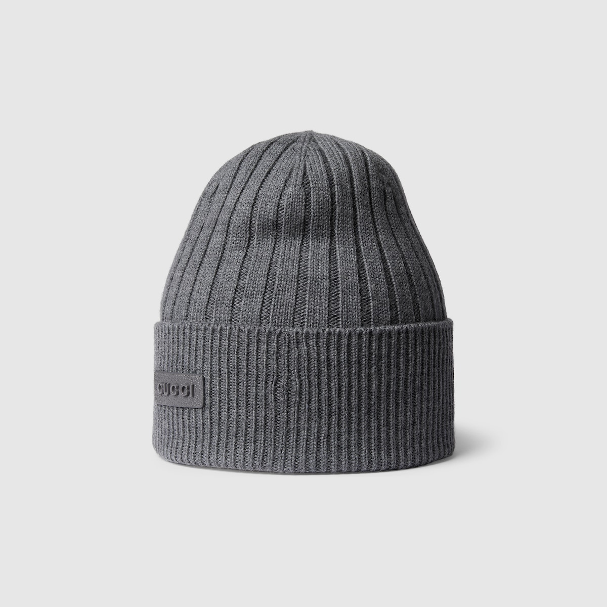 Rib knit wool hat in grey | GUCCI® US