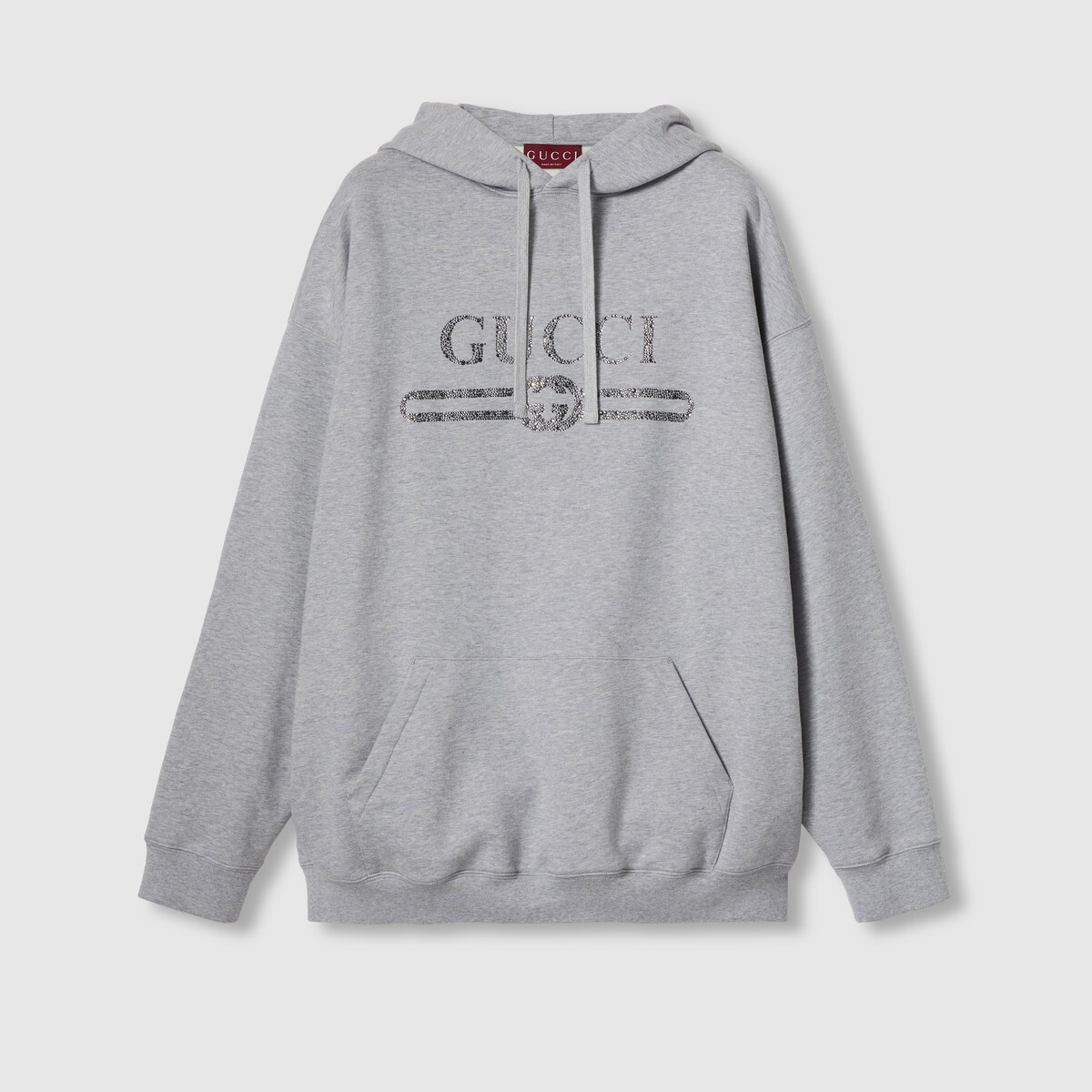 Sudadera con capucha de punto bordado en mezcla gris | GUCCI® ES
