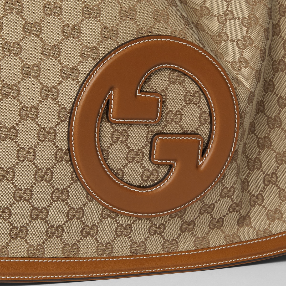 Gucci Blondie large top handle bag in beige and dark brown canvas ...
