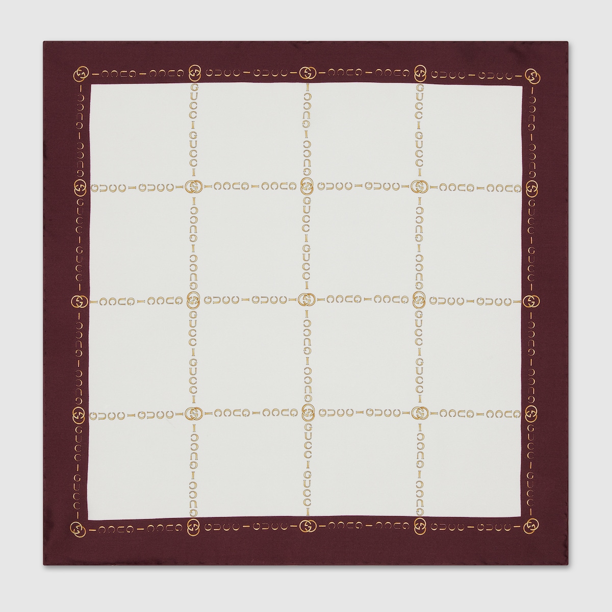 Interlocking G Gucci chain silk pocket square in ivory | GUCCI® US