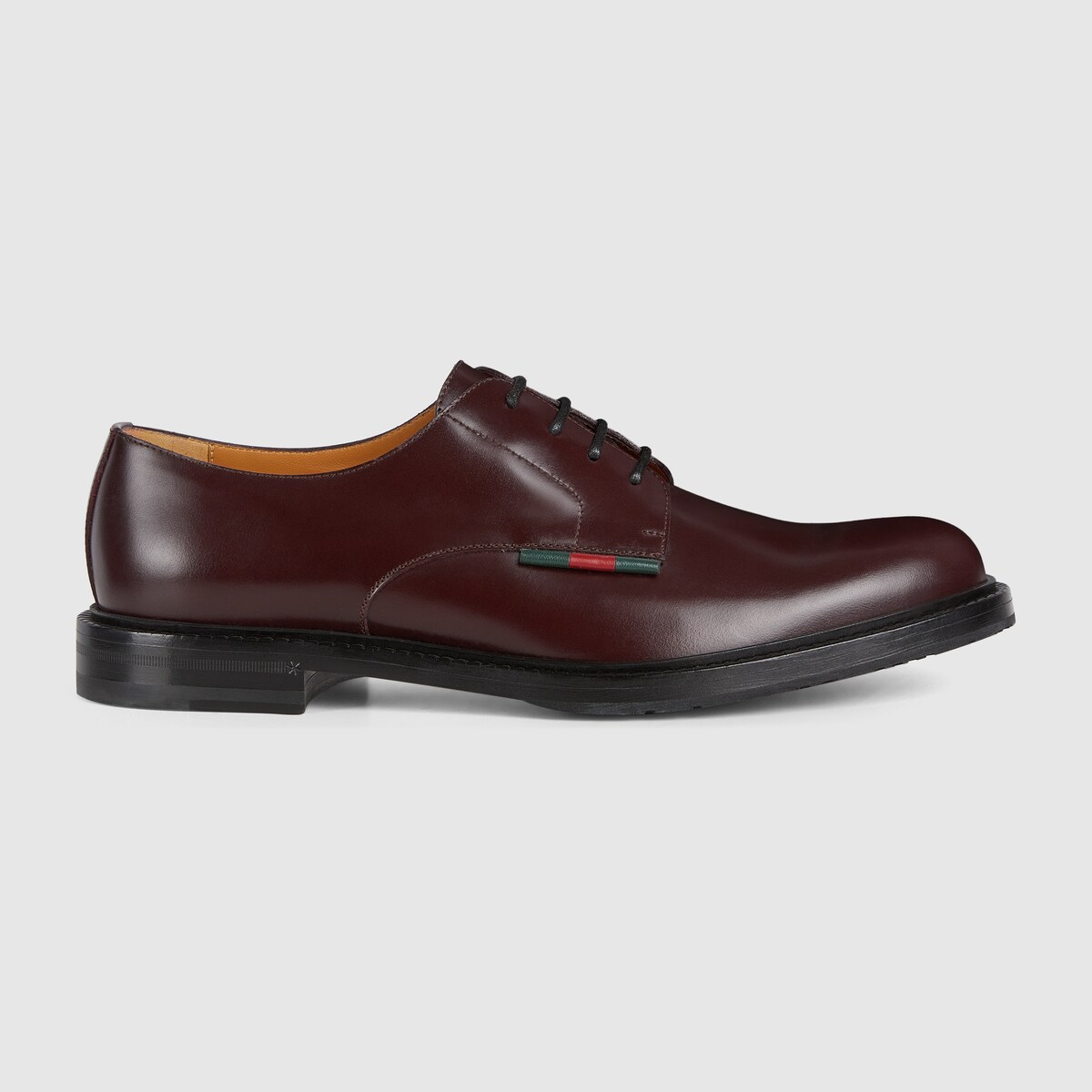 Men's lace-up shoe with leather Web in bordeaux leather | GUCCI® UK