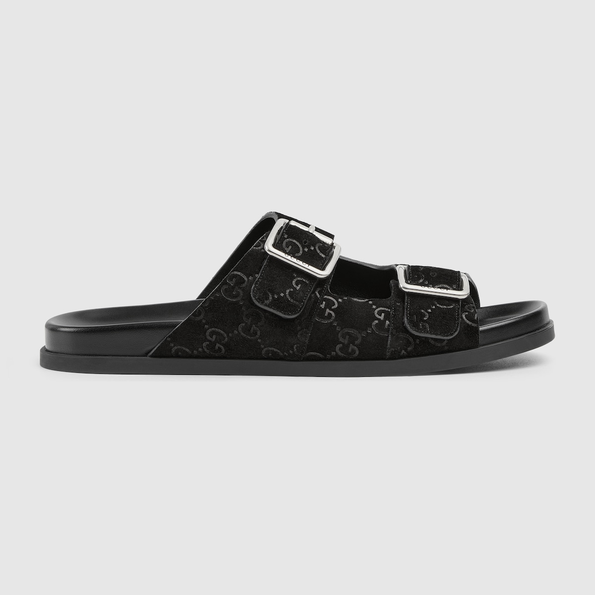 Men's slide sandal in black GG suede | GUCCI® UK