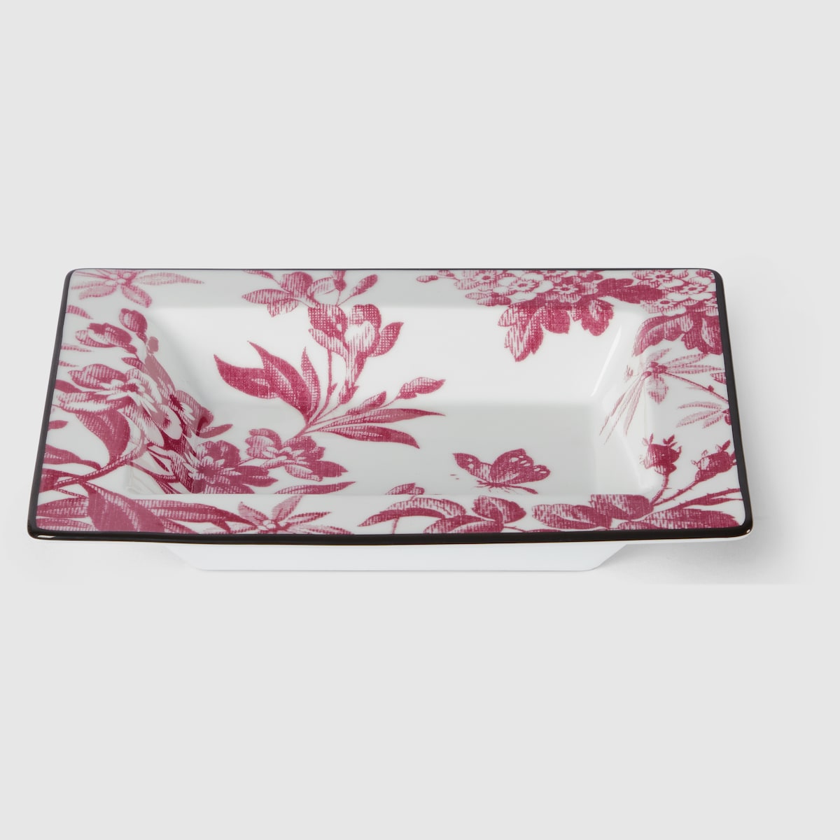 Herbarium print small trinket tray in cherry red and white | GUCCI® US
