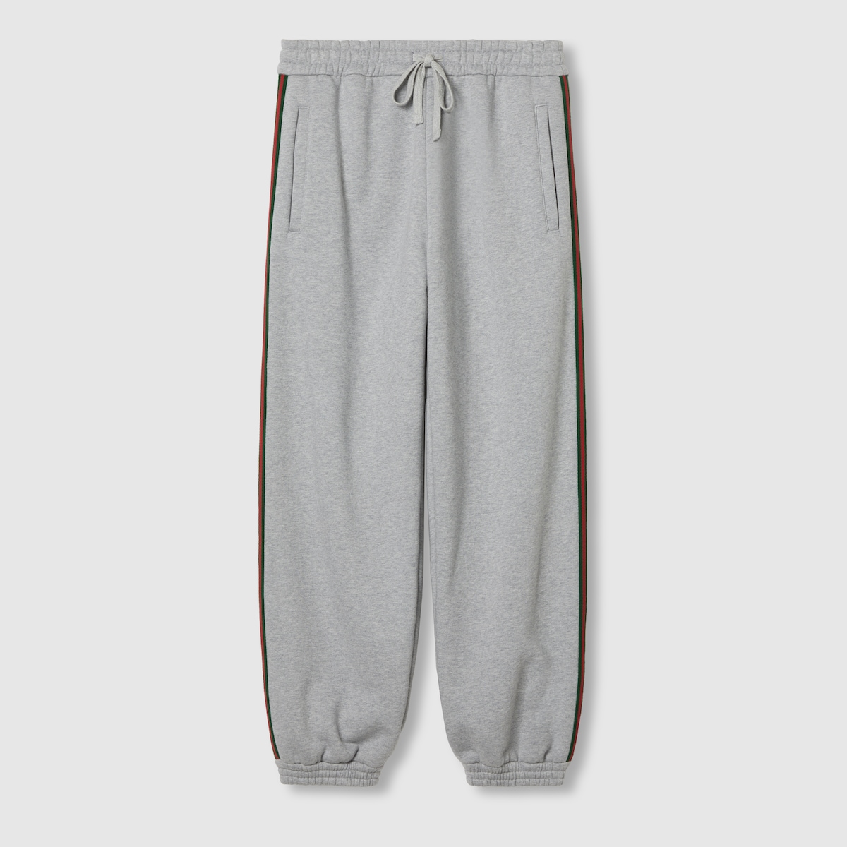 Cotton jersey jogging pant with Web in grey mélange | GUCCI® Canada