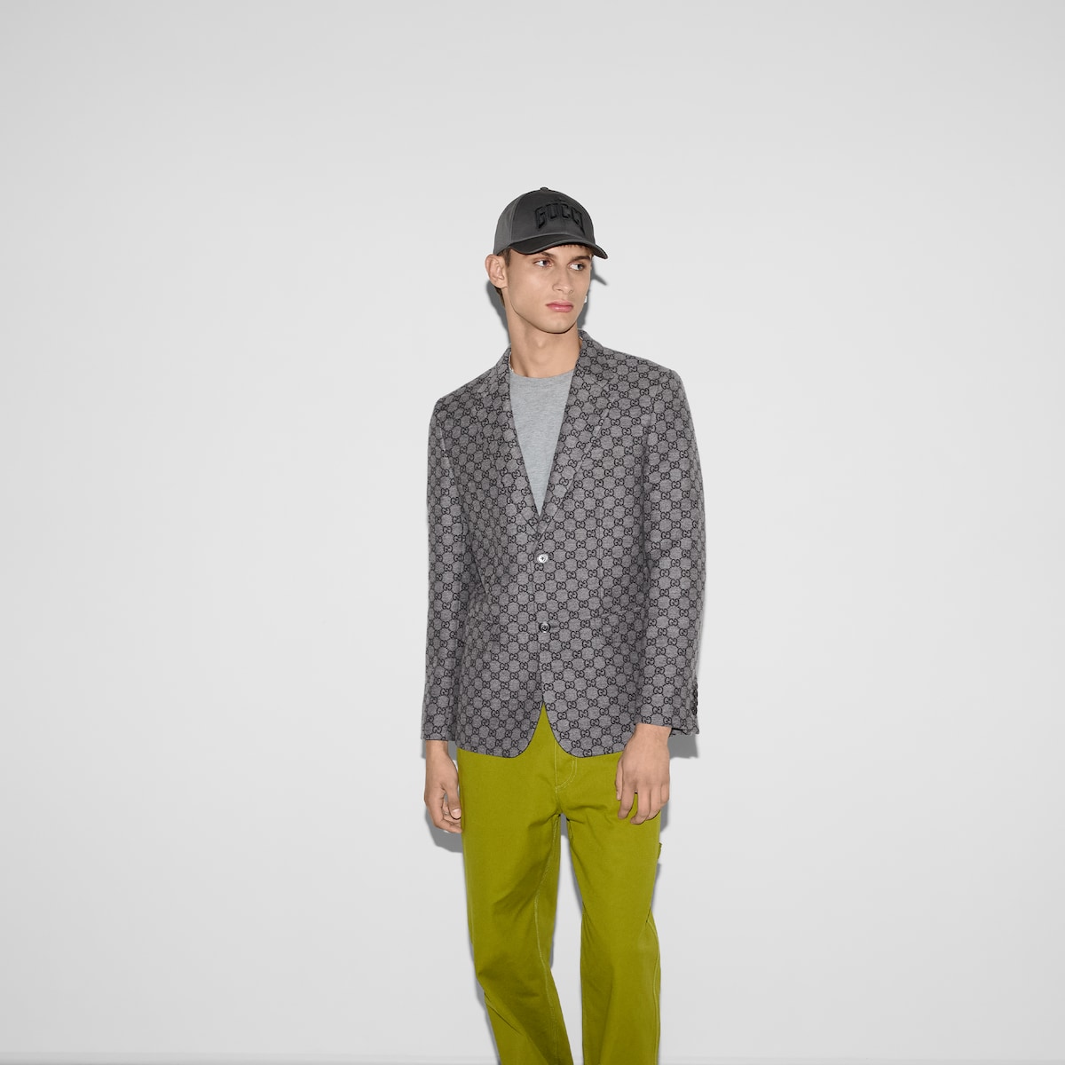 GG wool flannel jacket in grey and dark grey | GUCCI® UK