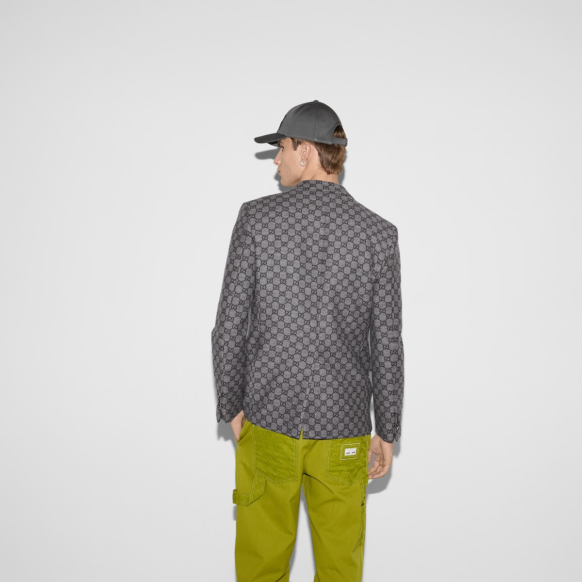 GG wool flannel jacket in grey and dark grey | GUCCI® UK