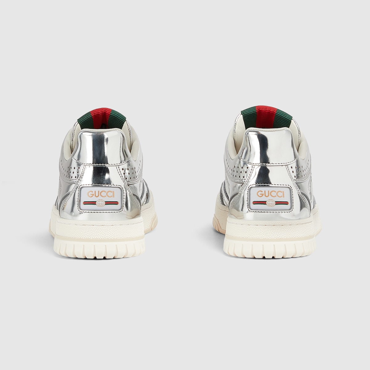 Sneakers Gucci Re-Web para mujer inpiel metalizada plateada | GUCCI® MX