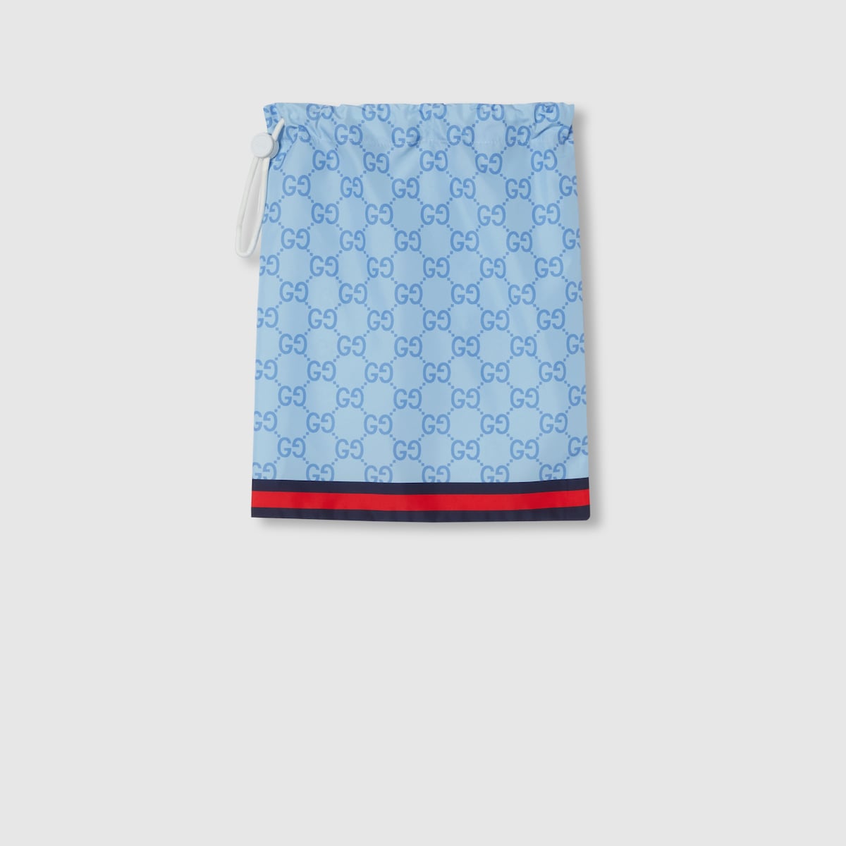 Printed poplin tech swim shorts in light blue | GUCCI® US