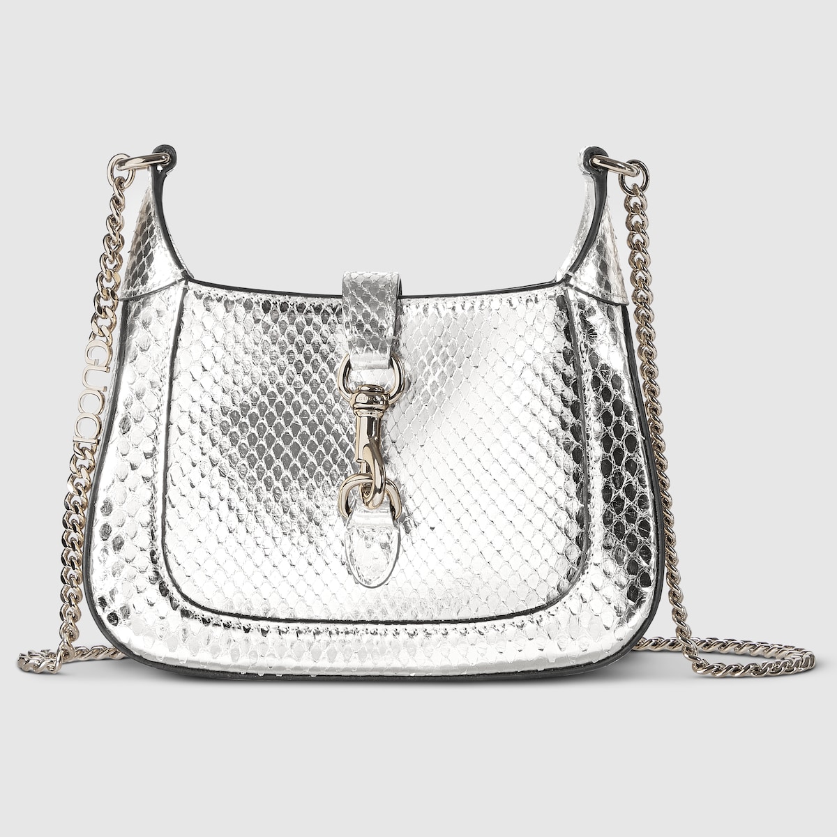 Gucci Jackie Notte mini python bag in silver-toned | GUCCI® US