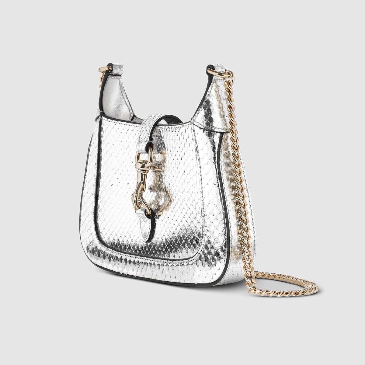 Gucci Jackie Notte mini python bag in silver-toned | GUCCI® US